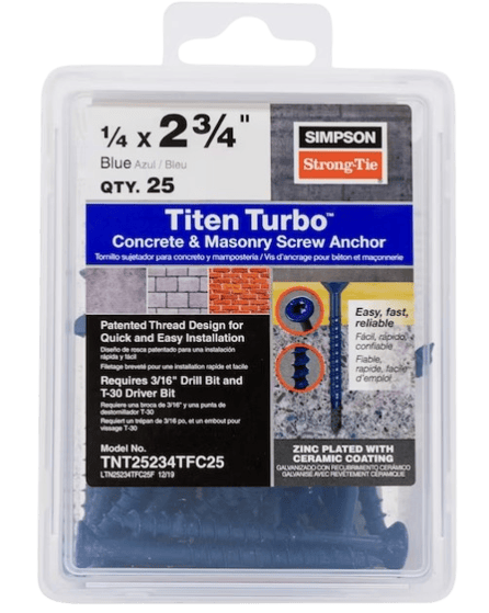 Simpson Strong-Tie Mechanical Anchors 25 TUB Titen Turbo FLAT