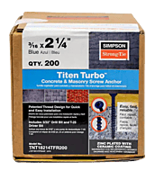 Simpson Strong-Tie Mechanical Anchors 200 Box Titen Turbo FLAT