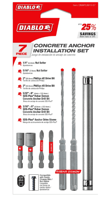 Diablo Concrete Hammer Drill Bits -SDS-Plus Sets