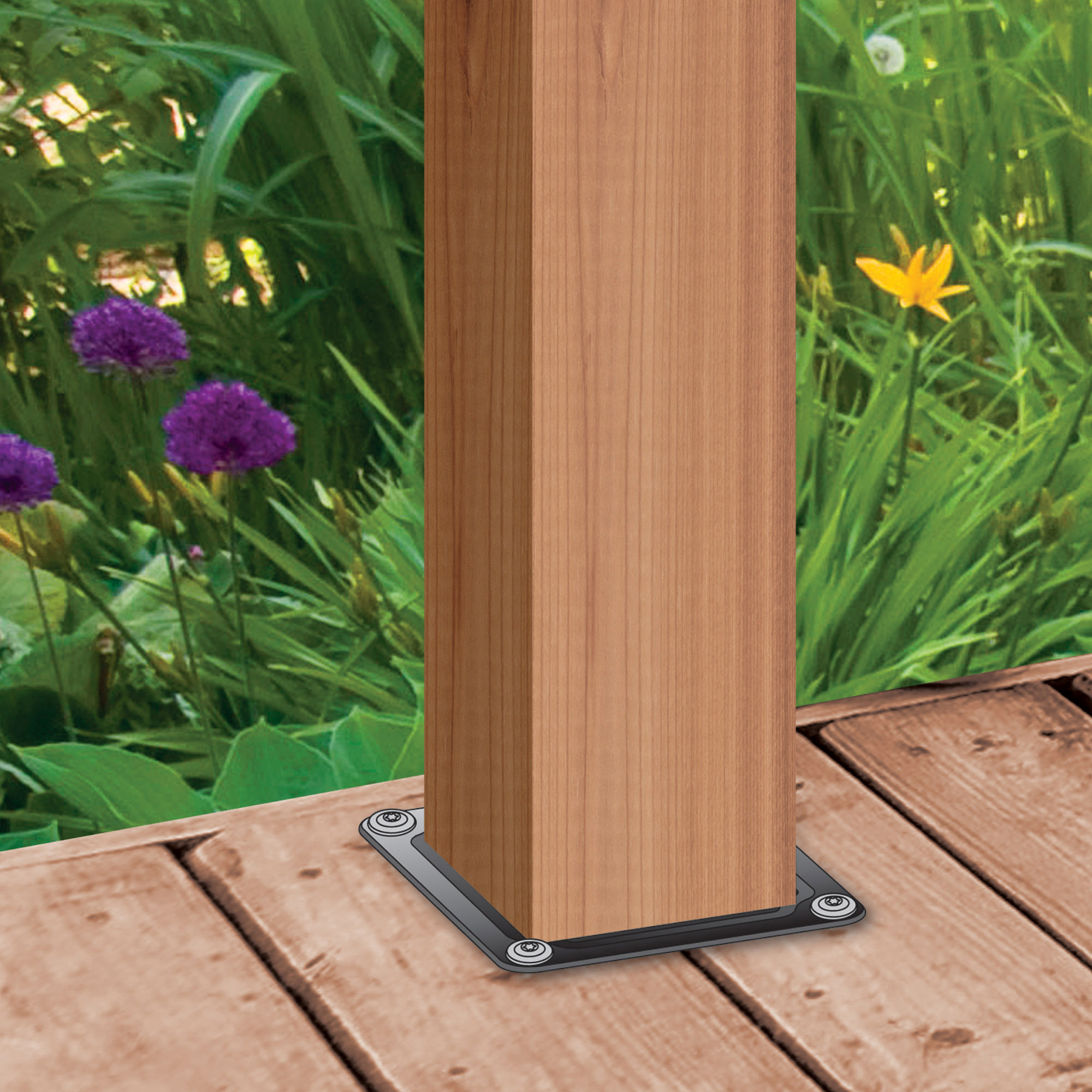 NUVO Black 4″x4″ Heavy Duty Wood Post Connector Plate